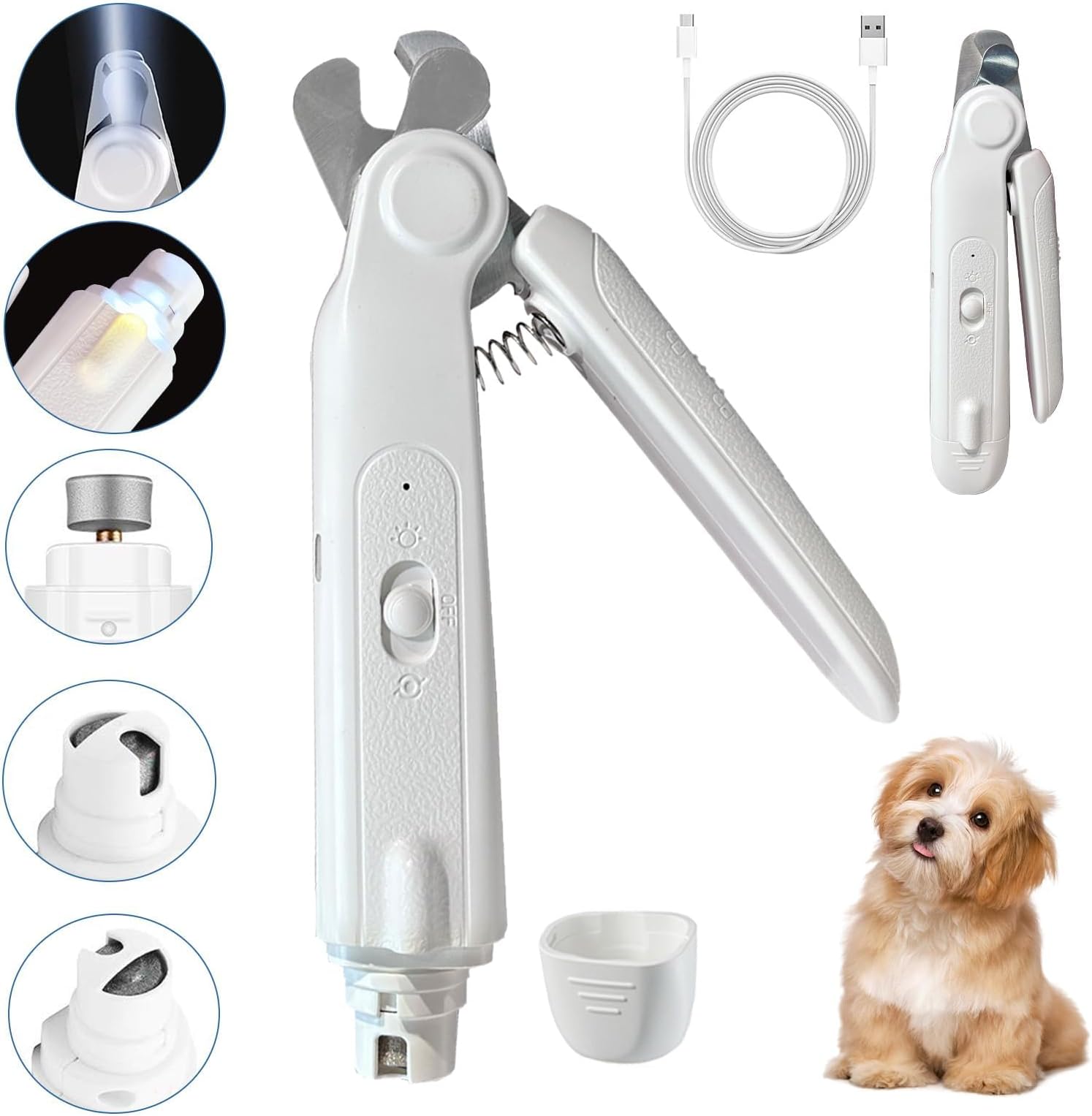 Amazon.com: MORMIUKII Dog Nail Clippers with Sensor,2 in 1 Dog Nail ...