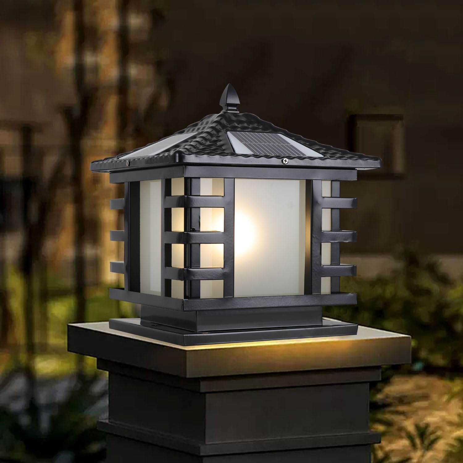 SCNYCUL Outdoor Solar Post Cap Lights with Dusk to Dawn, Modern Solar ...