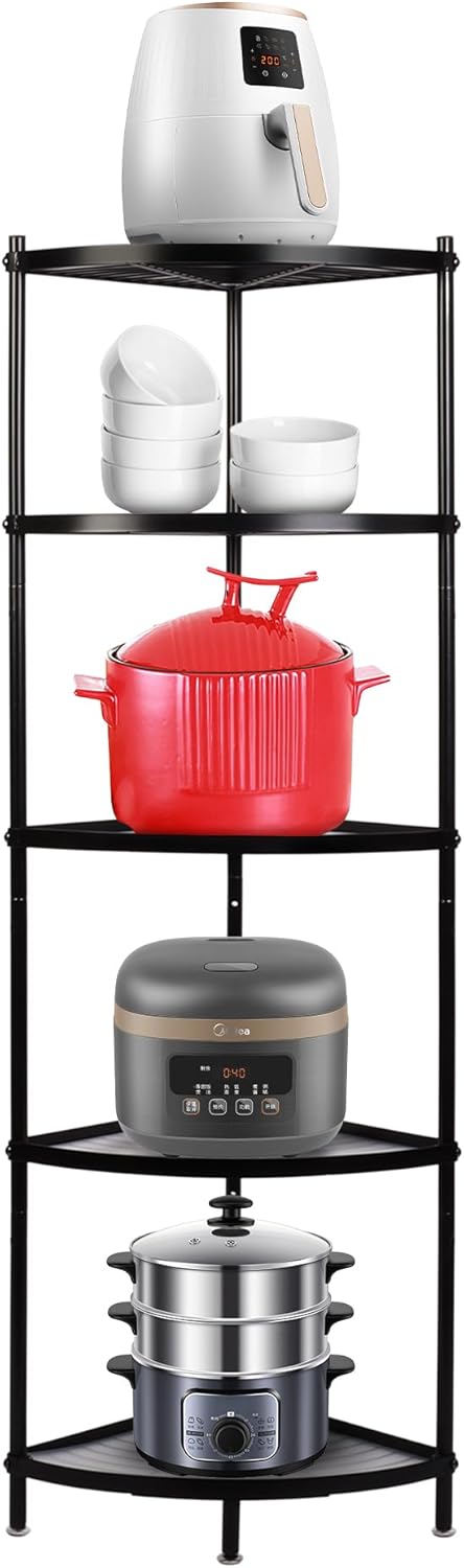 Amazon.com: Sdyneut 5-Tier Kitchen Pot Rack Stand Metal Wire Corner ...