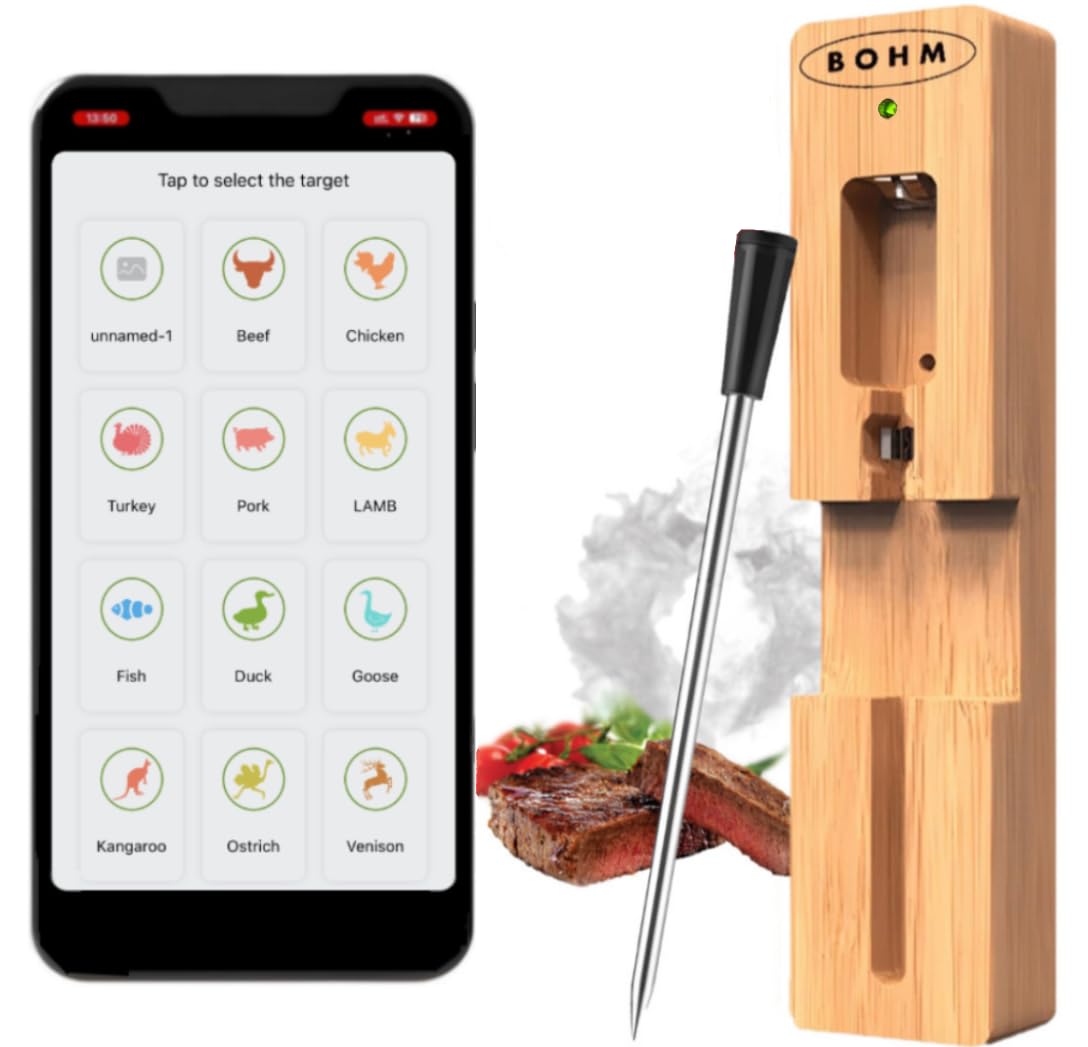 Amazon.com: Wireless Meat Thermometer, Bluetooth Food Thermometer with ...