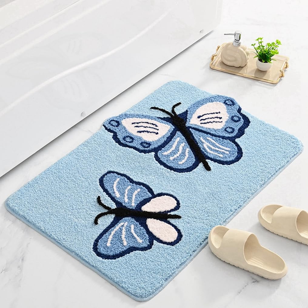 Amazon.com: Cute Butterfly Bathroom Rugs Girls Funny Bath Mat Non Slip ...