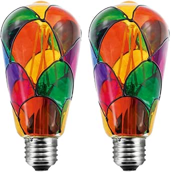 Greeogin Dimmable Stained Glass LED Light Bulb 6W AC120V, 60W Halogen ...