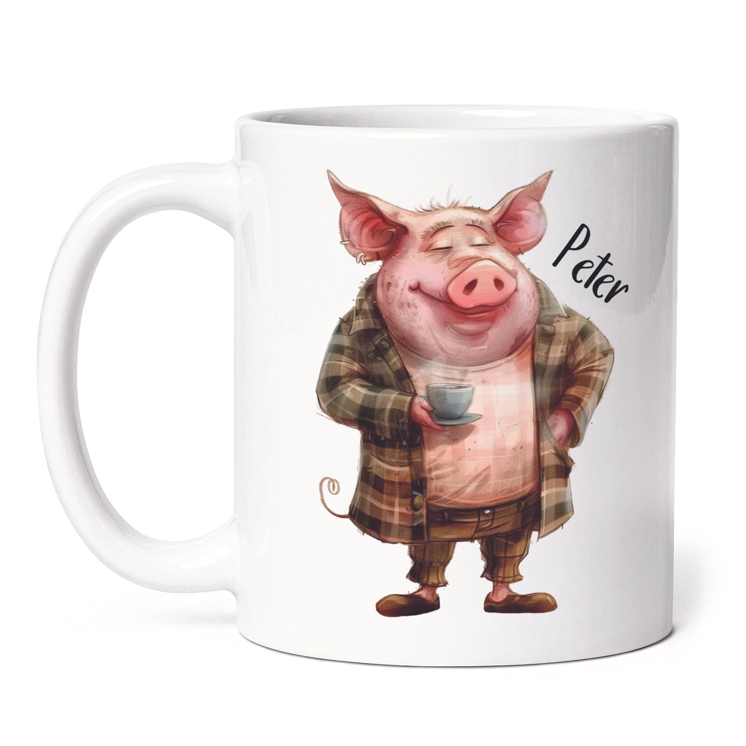 Amazon.com: Personalized Whimsical Pig Coffee Mug, Funny Mug With ...