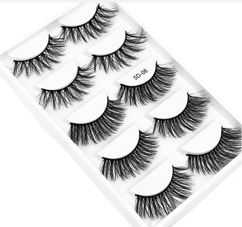 Amazon.com: Fluffy Self-Adhesive Eyelashes Reusable - 5 Pairs dense ...