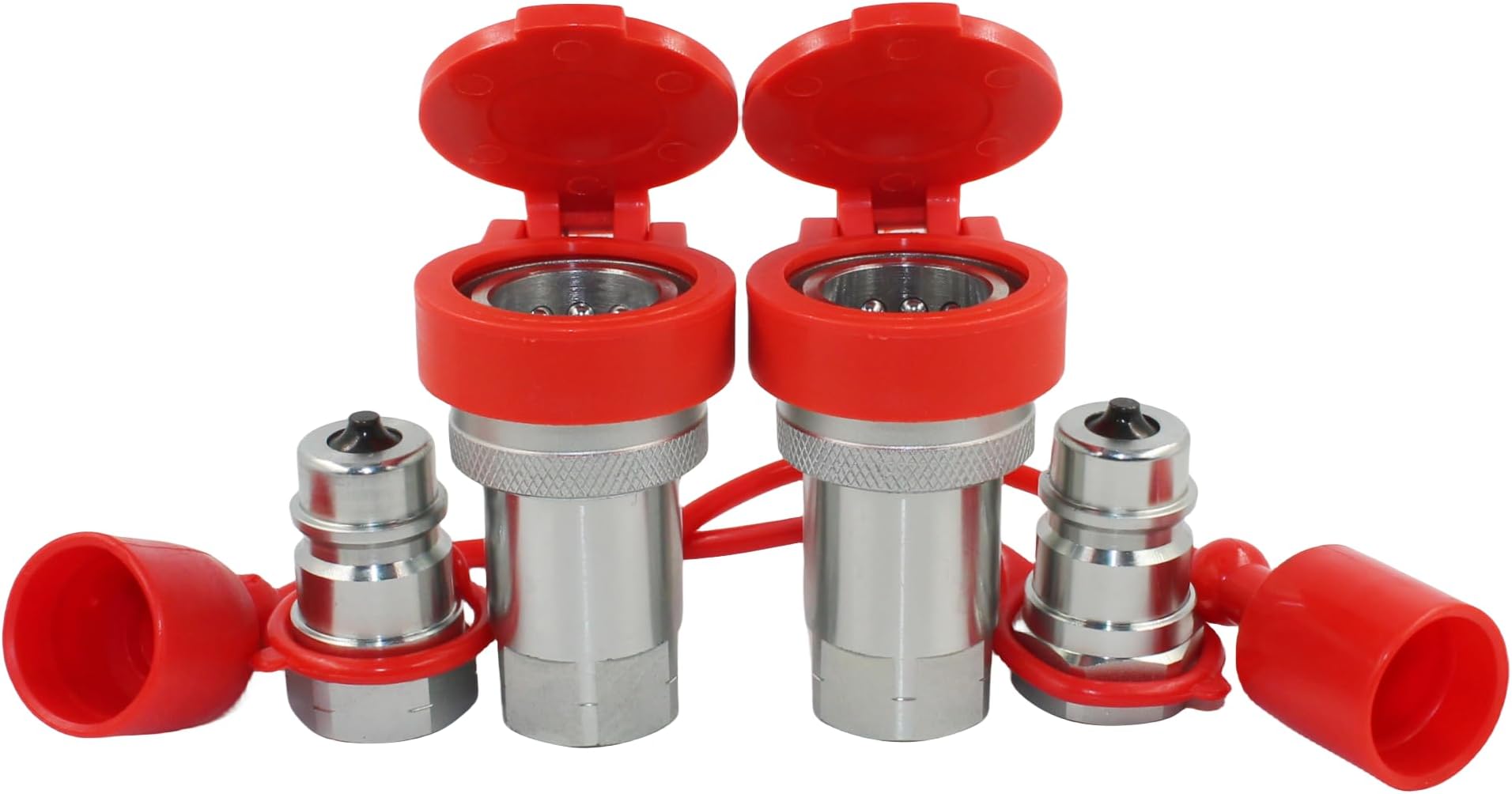 Amazon.com: Hoqqf 2Sets 1/2'' Ag Hydraulic Quick Connect Couplers with ...