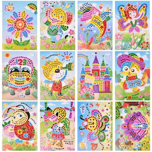 AUAUY Sticky Mosaic Picture Kit for Creating, 12 Pack Mosaic Sticker ...