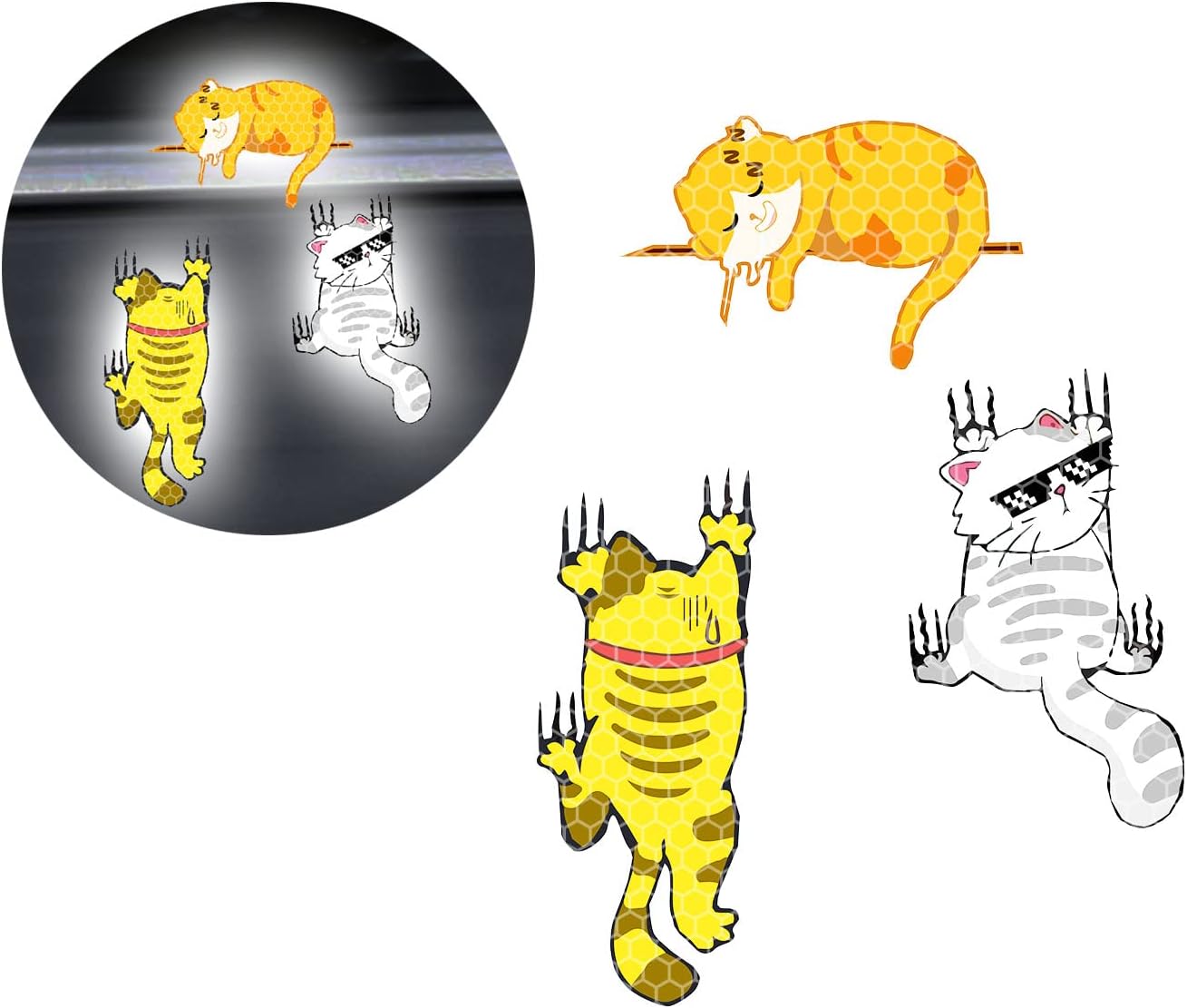 Amazon.com: Upgrade Cat Scratch Reflective Car Stickers - Vesvory 3 Pcs ...