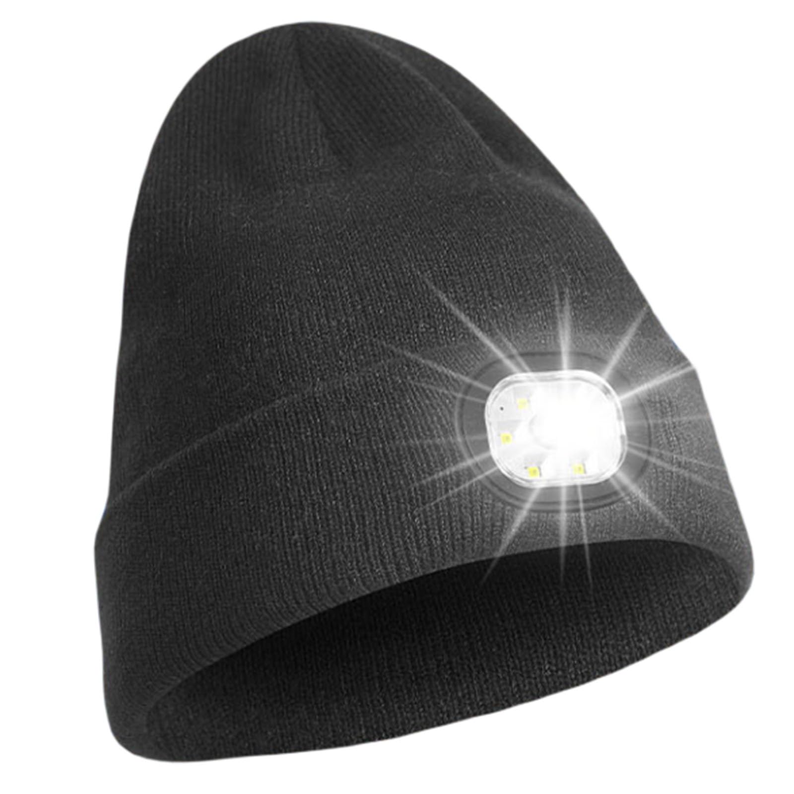 TOVIKI Unisex LED Lighted Beanie Hat, USB Rechargeable Head Torch Hat ...