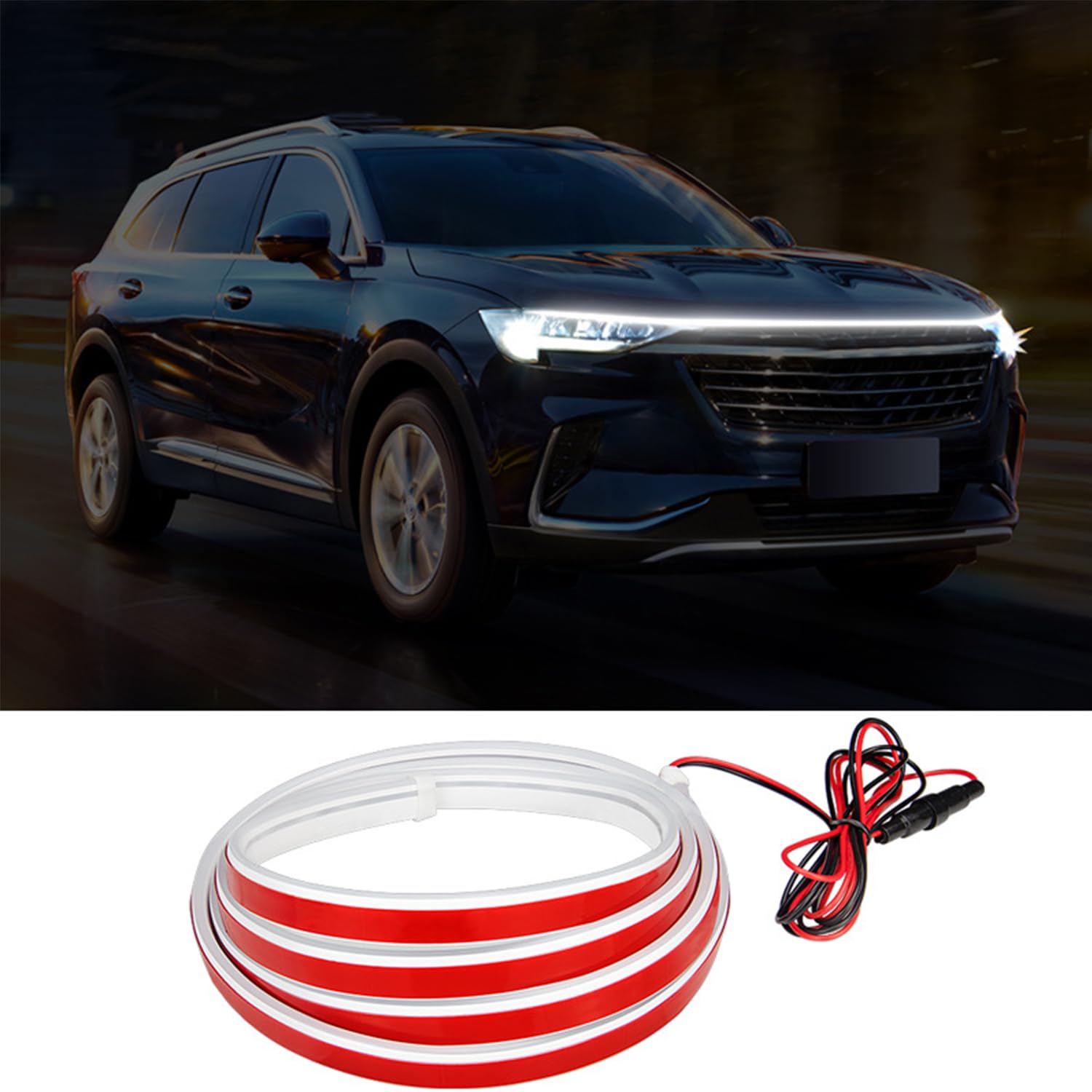 Suweiyuanshiyi Car LED Hood Light Strip, 70 Inches Flexible Waterproof ...