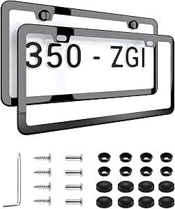 Amazon.com: Deselen Black with Chrome Finish License Plate Frame - Stainless Steel Metal Frame ...