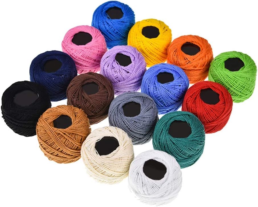 Amazon.com: 16 Roll Embroidery Thread Set - Assorted Colors Cotton ...