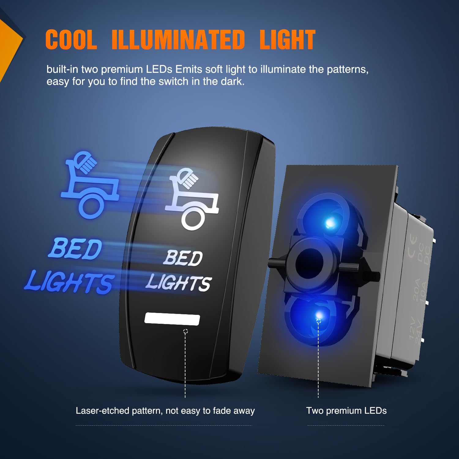 Snapklik.com : Bed Lights Rocker Switch Led Light Bar Switch 5 Pin ...