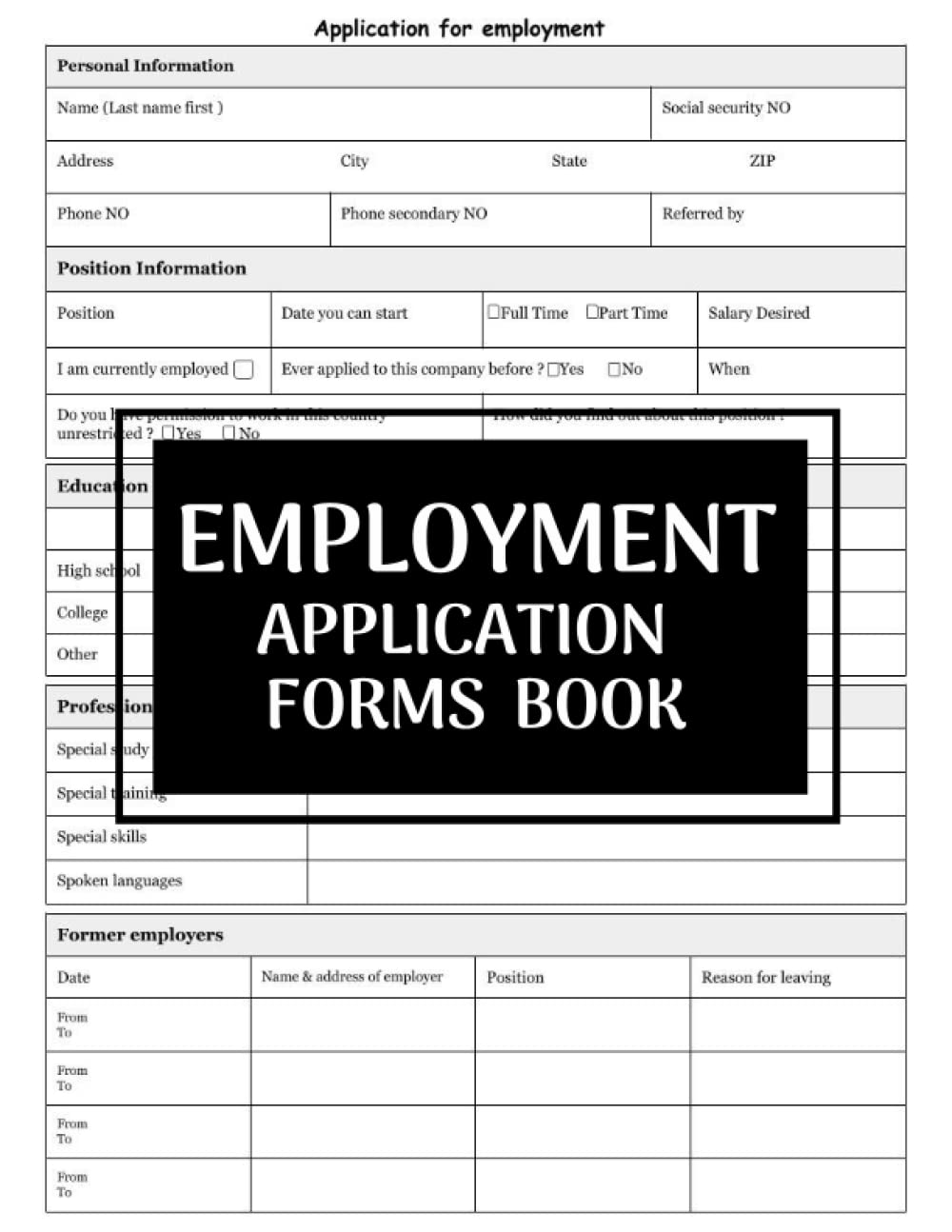 Buy Employment Application forms book: 60 Forms book / Application for ...