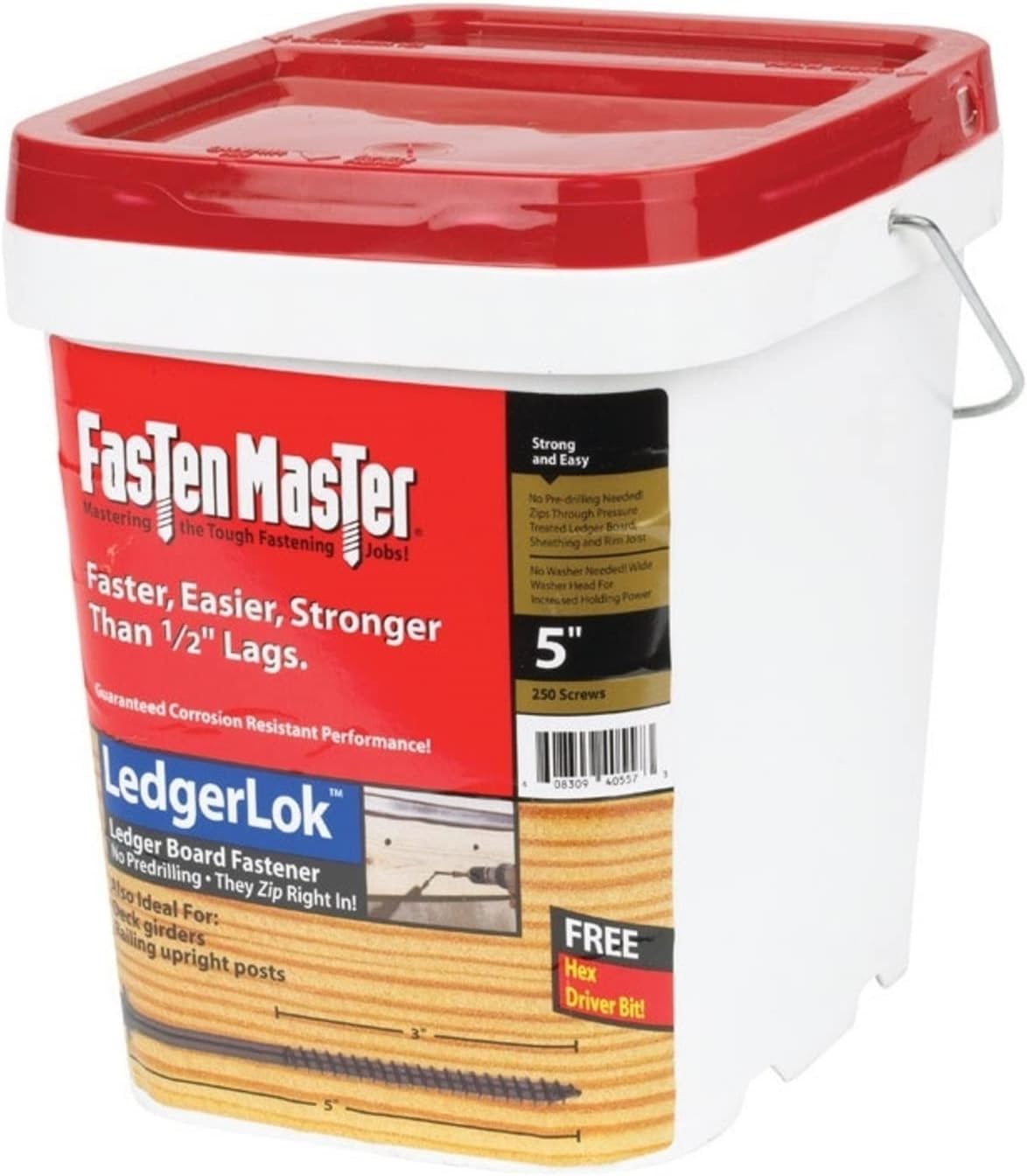 Amazon.com: FastenMaster, 5, Gray FMLL005B-250, Ledgerlok Wood Screws ...