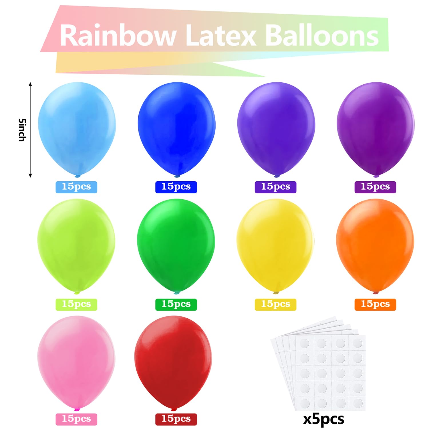 Snapklik.com : Assorted Rainbow Latex Balloons - 150 Pack 5 Inch ...