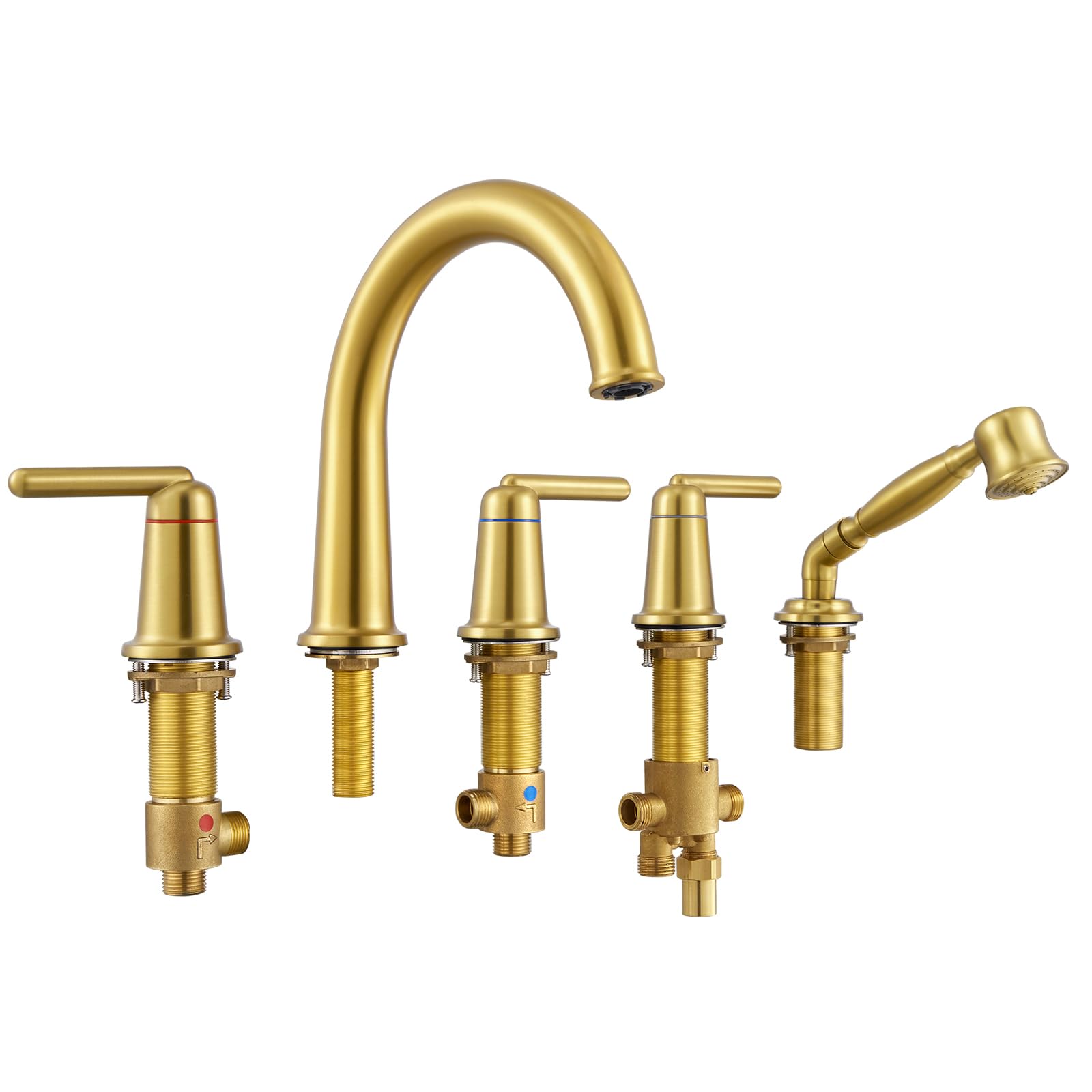Wintap Roman Tub Faucet with Sprayer, 5 Hole Widespread Deck Mount ...