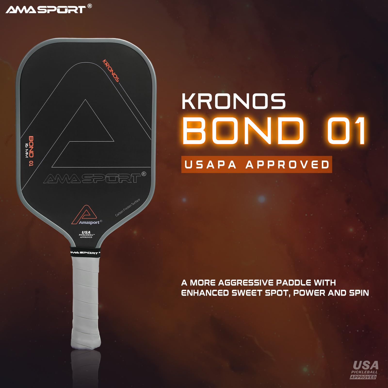 Snapklik.com : Kronos Bond 01 Pickleball Paddle - 16mm Fully Encased Carbon Fiber Pickle Ball ...