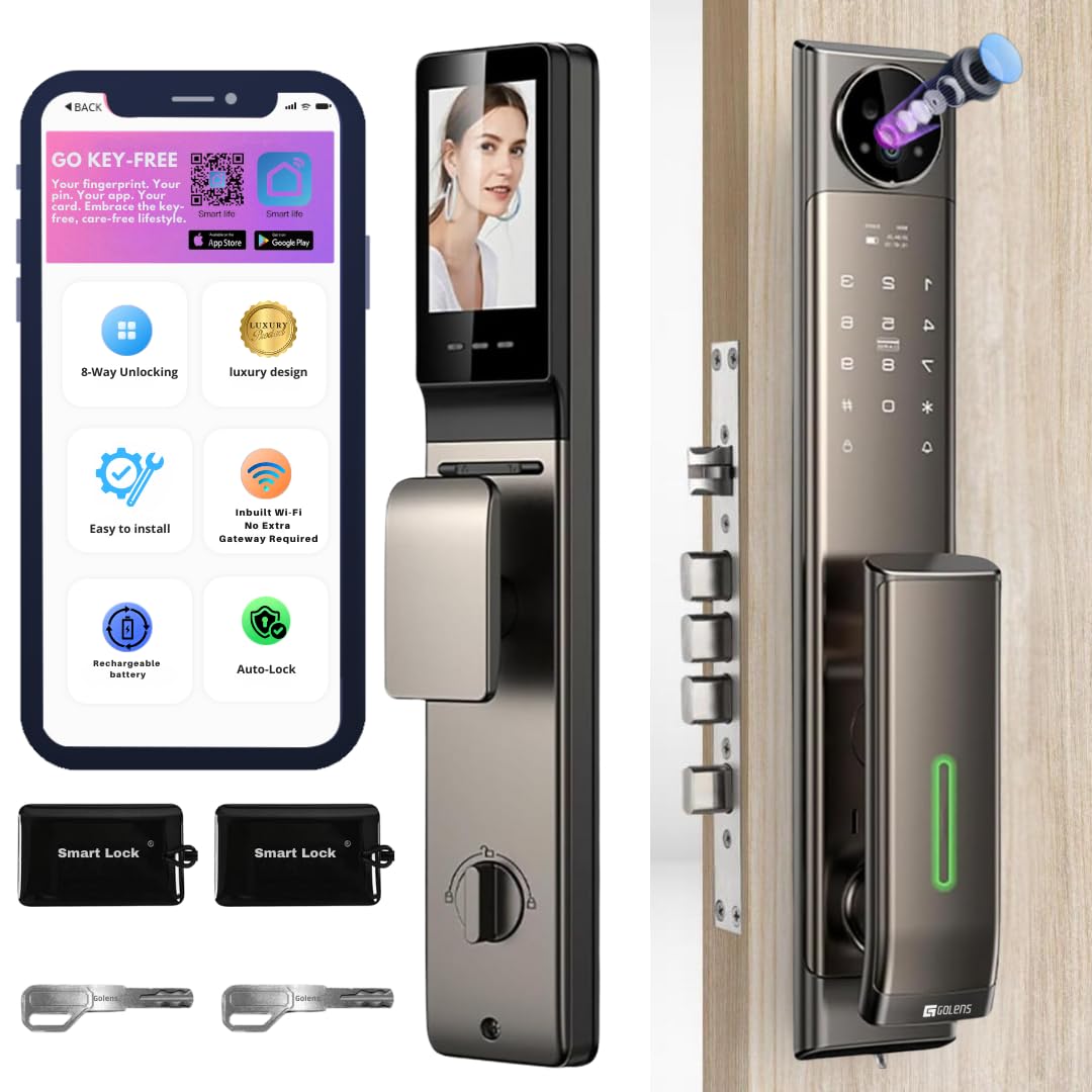 Golens X10 Luxury Smart Door Lock, Digital Door Lock 3D Face ...