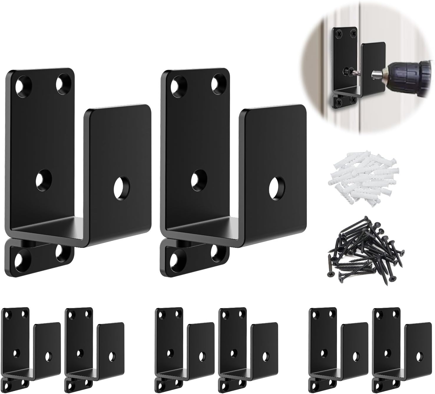 Amazon.com: Antrader 2x4 Door Barricade Brackets,4 Pcs Home Security ...