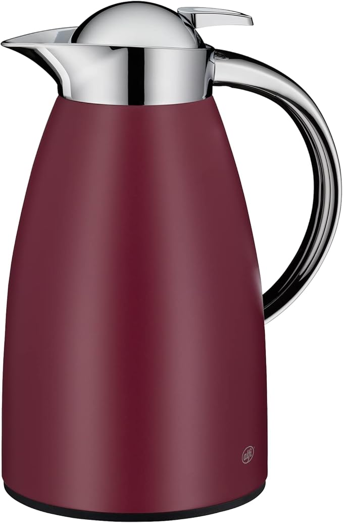 alfi Signo 1421.240.100 Thermos Flask Metal Ruby Red Mat 1 Litre with ...
