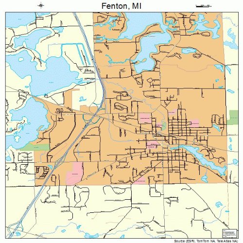 Large Street & Road Map of Fenton, Michigan MI - Printed poster size ...