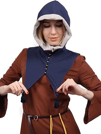 Amazon.com: DAZCOS Medieval Cowl Hood Fringed Cape Pagan Cloak Hat ...