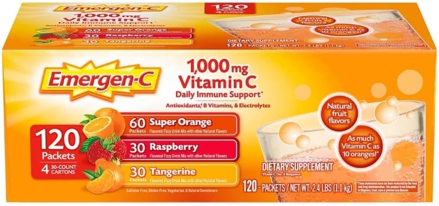 Amazon.com: Emergen-C 1,000 mg Vitamin C Dietary Supplement 120 Packets ...