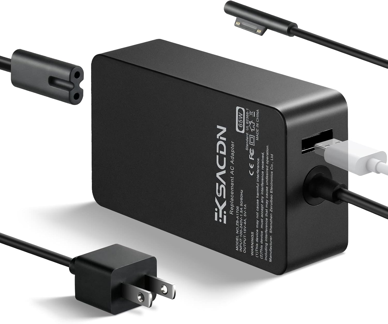 Surface Pro Surface Laptop Charger, 65W Power Supply Adapter for ...