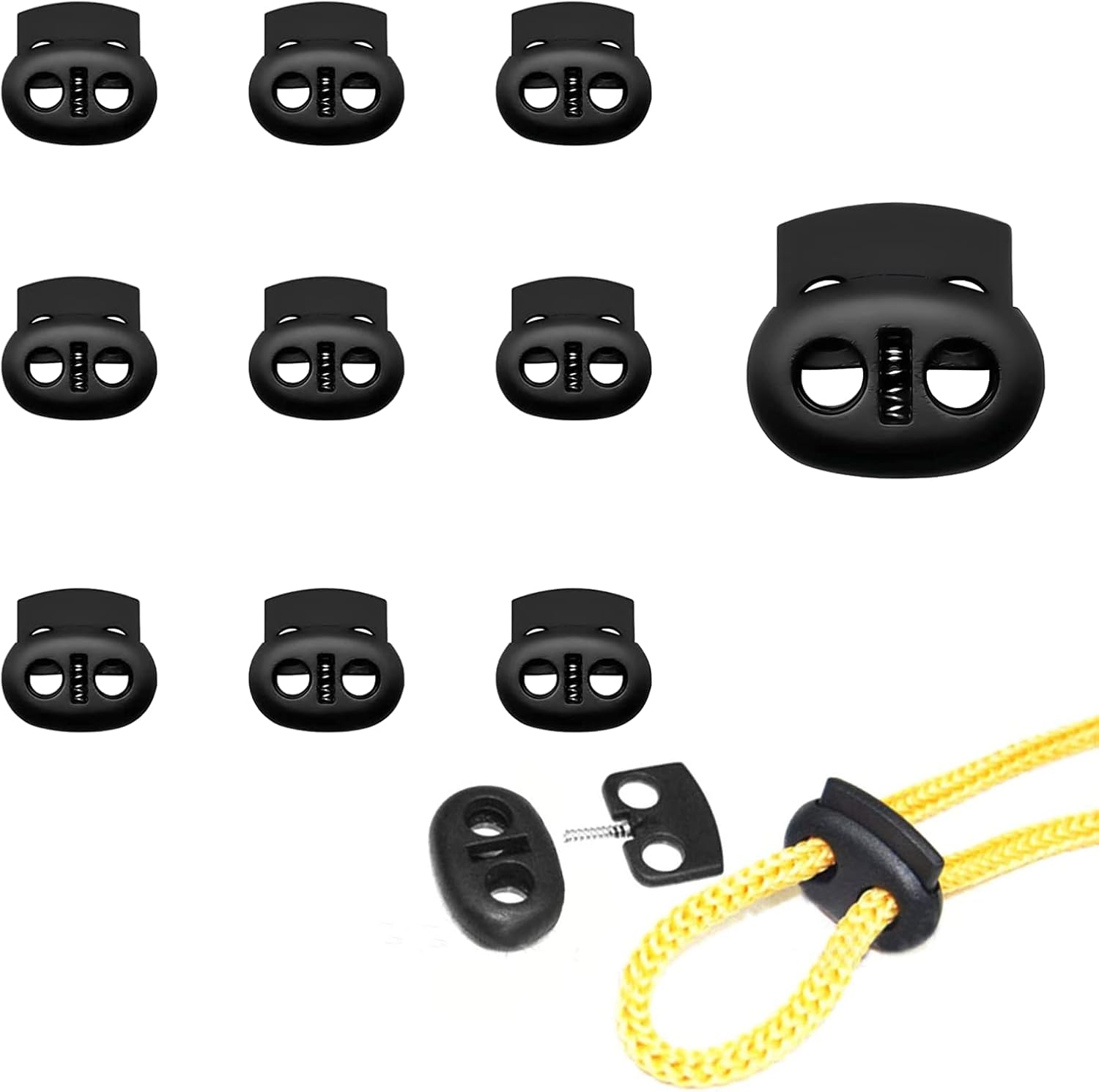 OBYJCA 10 Pack Toggles for Drawstrings Cord Locks Set, Dual-Holes ...
