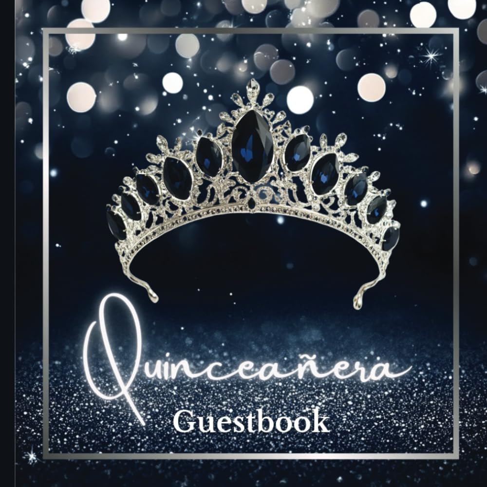 Amazon.com: Quinceanera Guestbook Blue Tiara and Sparkling Silver Theme ...