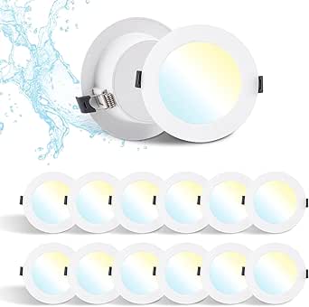 Grebeam 12 * 7W LED Downlight Dimbar Platt, Badrumsspotlight IP65 ...