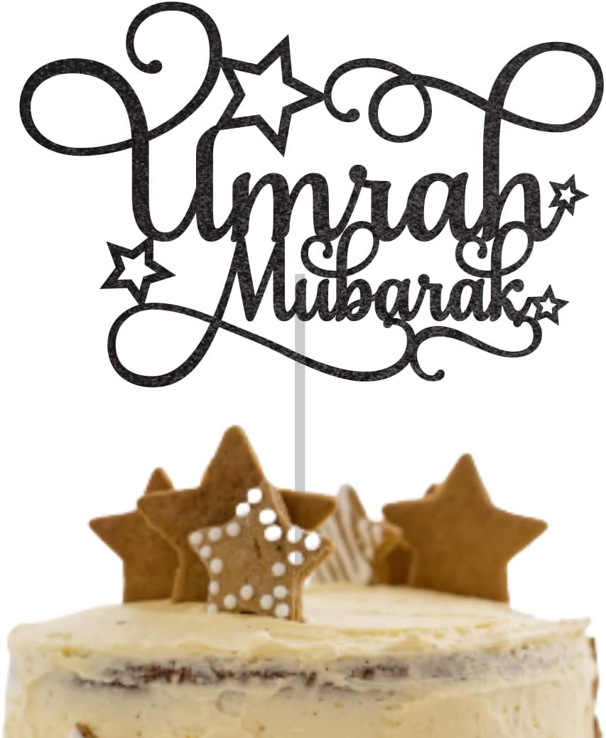 Umrah Mubarak Glitter Cake Topper - Muslim Islam Eid Festival Party ...
