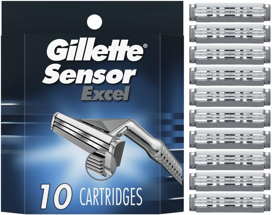 Amazon.com: Gillette Sensor Excel Men's Razor Blade Refills, 10 Count ...