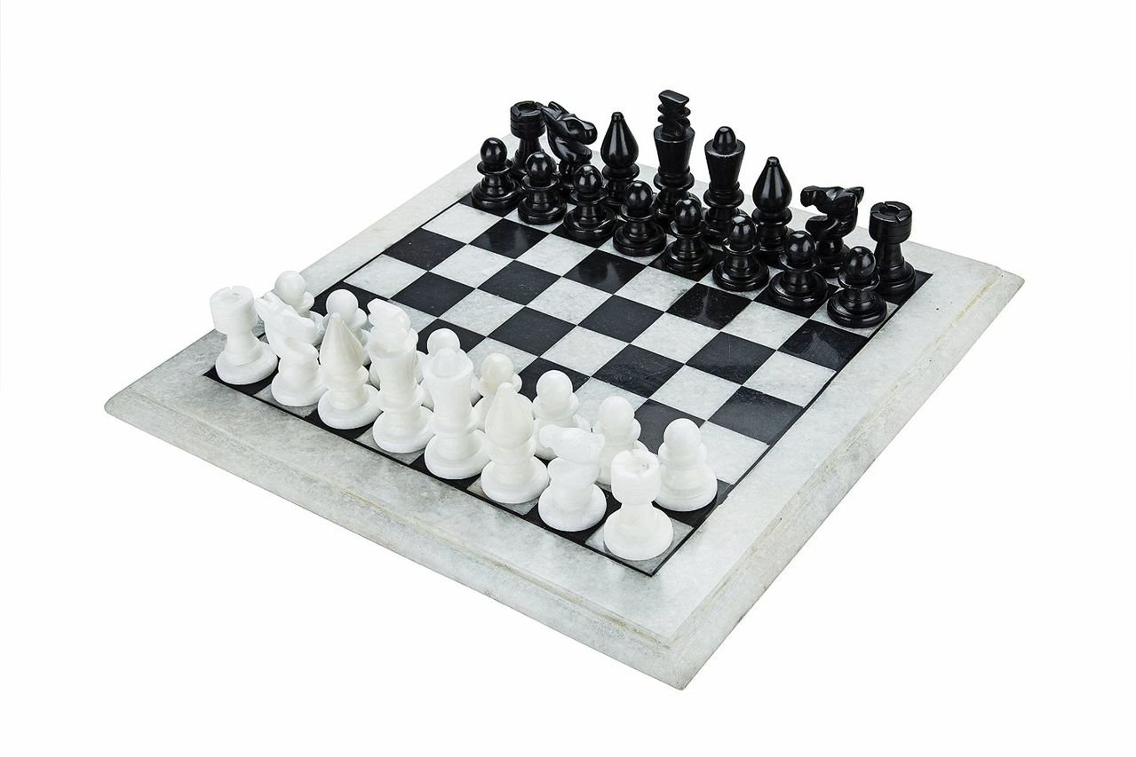White Marble Chess Board with Marble goti 12 inch : Amazon.in: Toys & Games