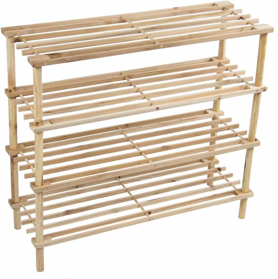 PRIMA HOUSEWARES Wooden Shoe Boot Trainer Rack Storage Shelf Organiser ...