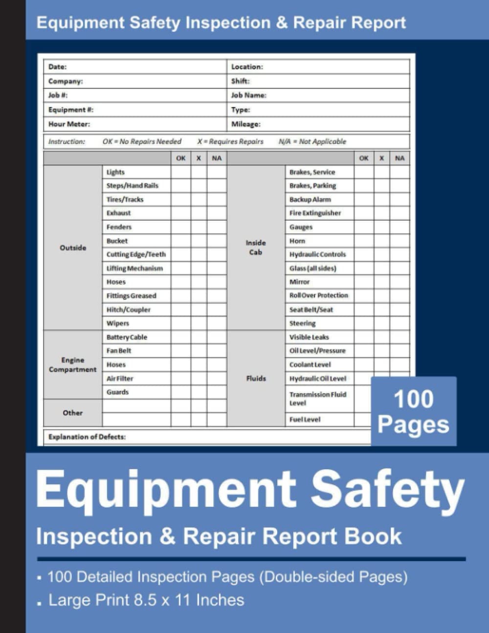 Equipment Safety Inspection & Repair Report Book: Equipment Safety ...
