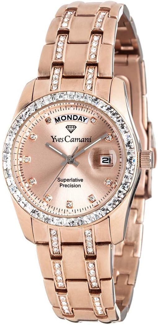 Yves Camani Auron Unisex Quartz Watch with Rose Gold Dial Analogue ...