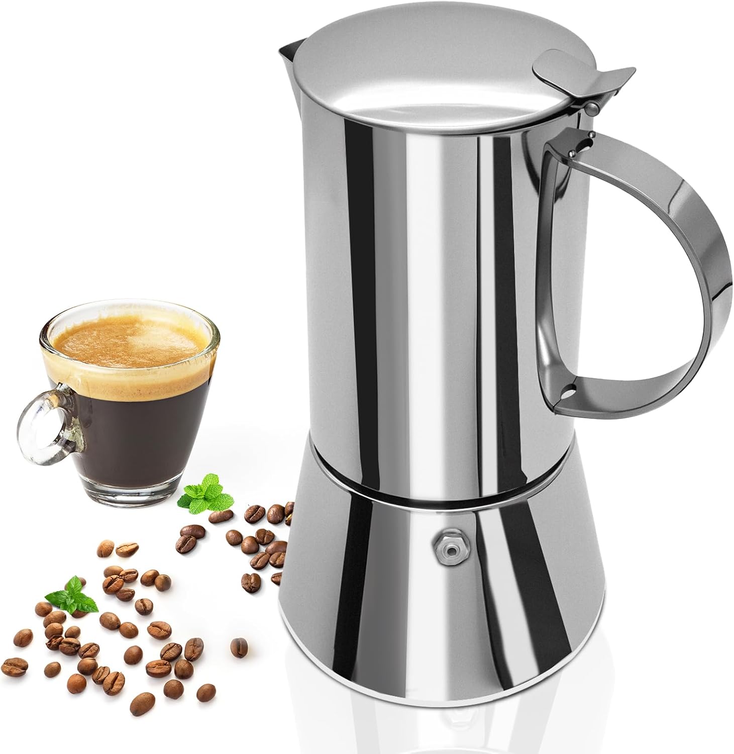 Amazon.com: Uncoated 6 Cup Moka Pot 304 Thickened Stainless Steel ...