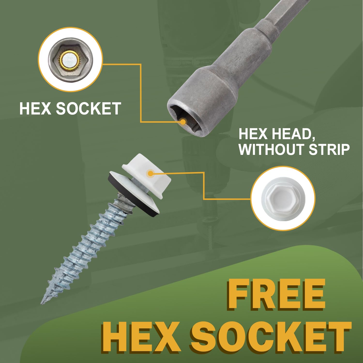 Snapklik.com : Metal Roofing Screws #10 1-1/2 Inch, 1000-PCS, White ...