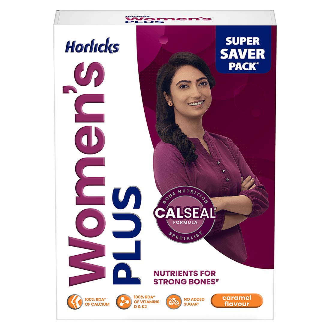 Women's Horlicks Women's Plus Caramel Health Drink 400 g Refill Pack, Nutrition for strong Bones ...