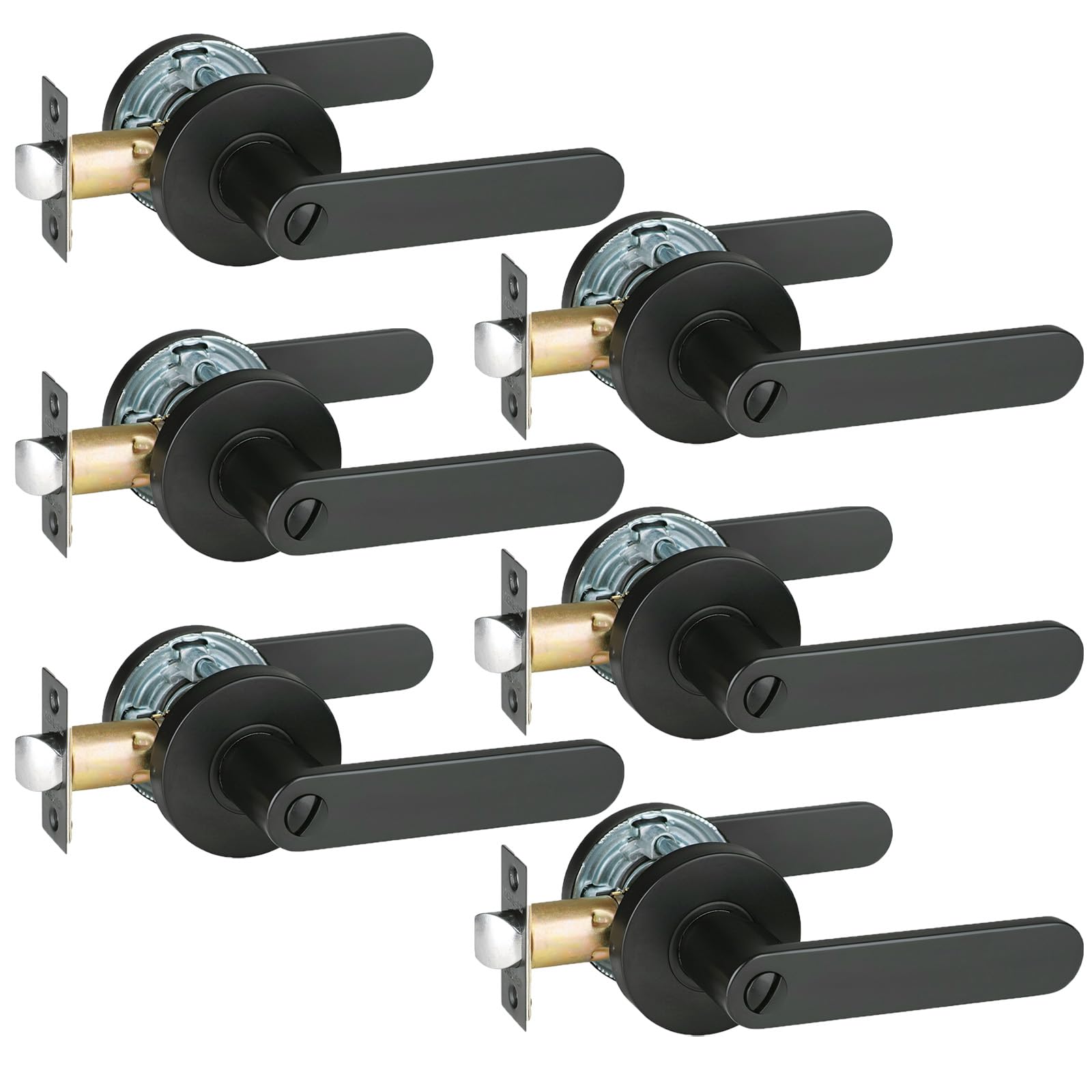 HISAFE 6packs of Heavy Duty Privacy Lever Door Handle for Bedroom ...