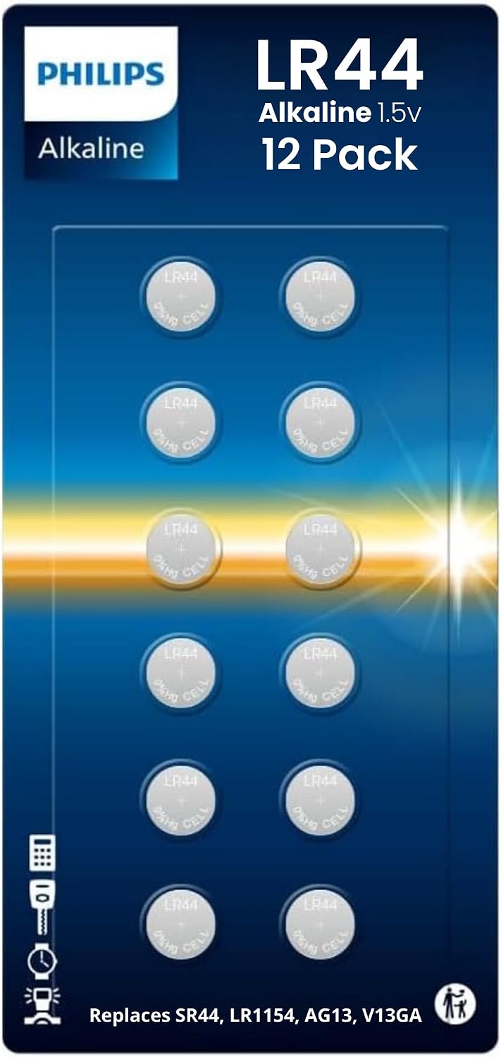 PHILIPS LR44 Batteries 12 Count, Replaces A76 l1154f 357 303 SR44 AG13 ...