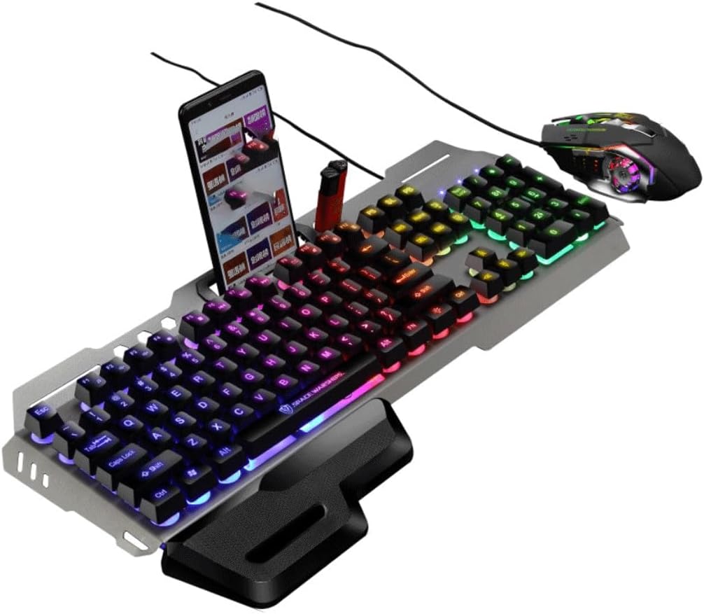 Amazon.com: QIYUDS Wired Gaming Keyboard and Mouse Combo RGB Backlit ...
