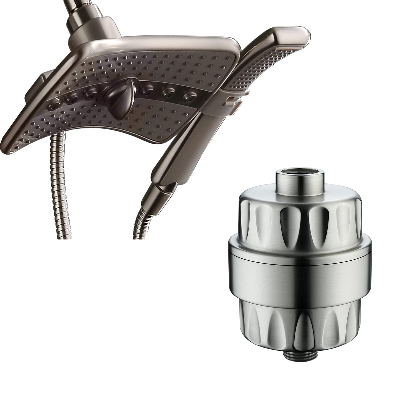 BRIGHT SHOWERS Dual Shower Head Combo Set with High Output Shower ...