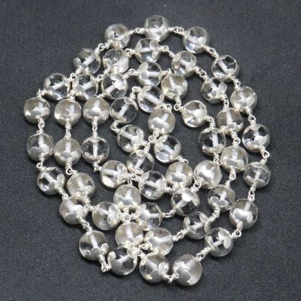 Buy All Stone Sphatik Mala Silver Chain Original Certified 108 Beads ...