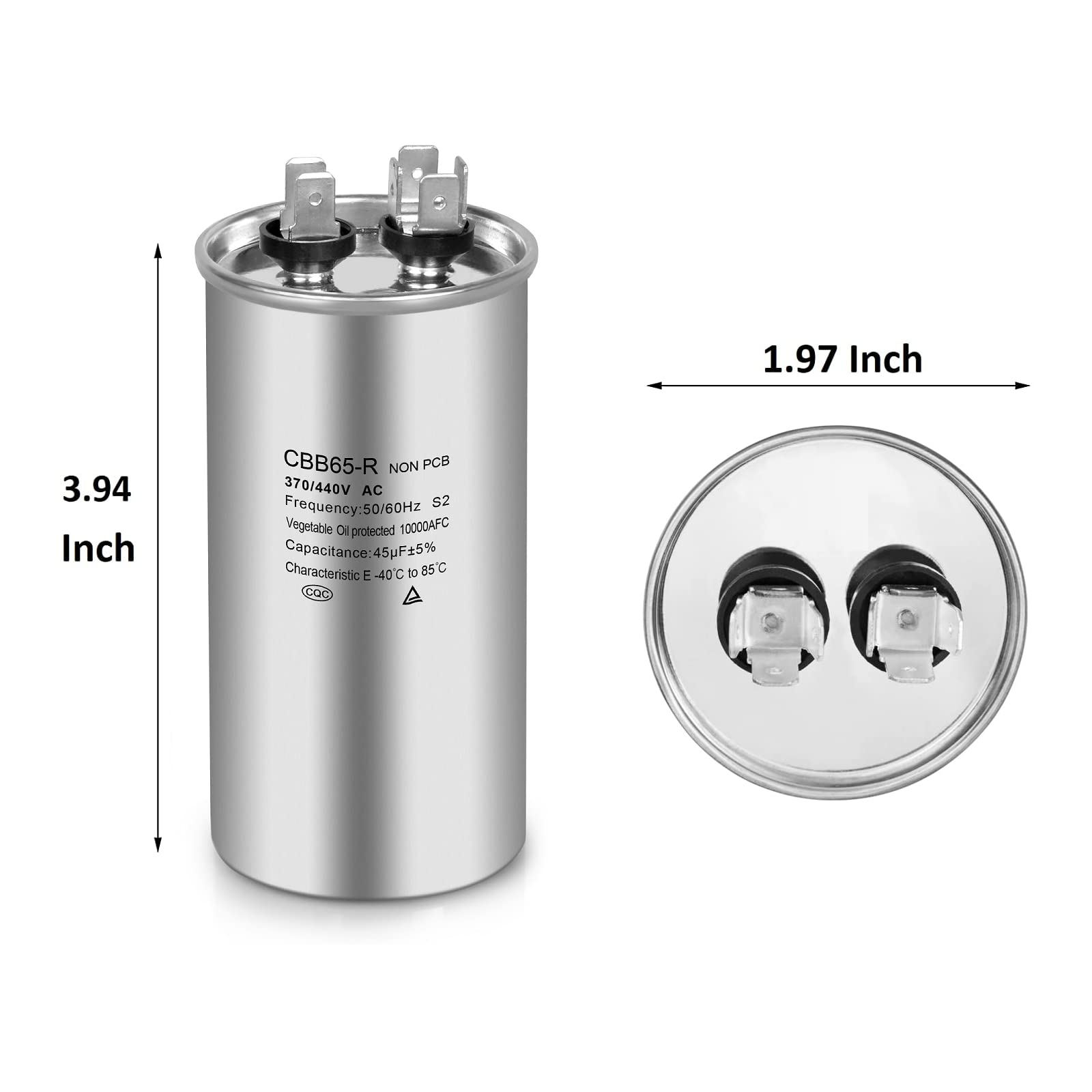 Snapklik.com : Boffdock 45 MFD Capacitor 5% 45uF 370/440 VAC CBB65 ...