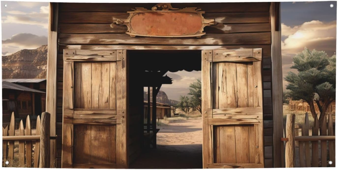Amazon.com: Retro Cowboy Western Country Farm Banner Party Decor ...