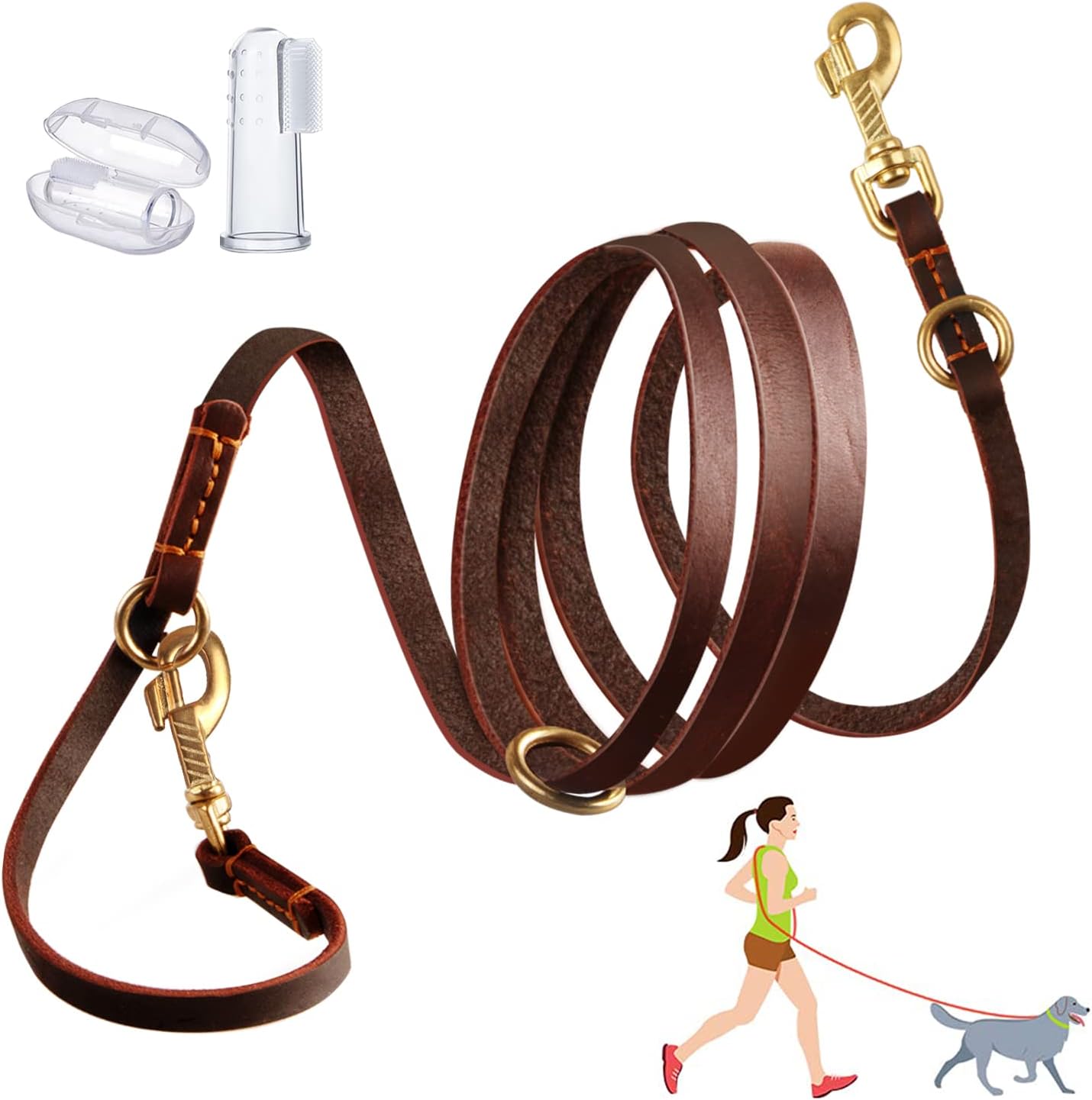 Amazon.com : Leather Dog Leash with a Soft Padded Handle Med Brown ...