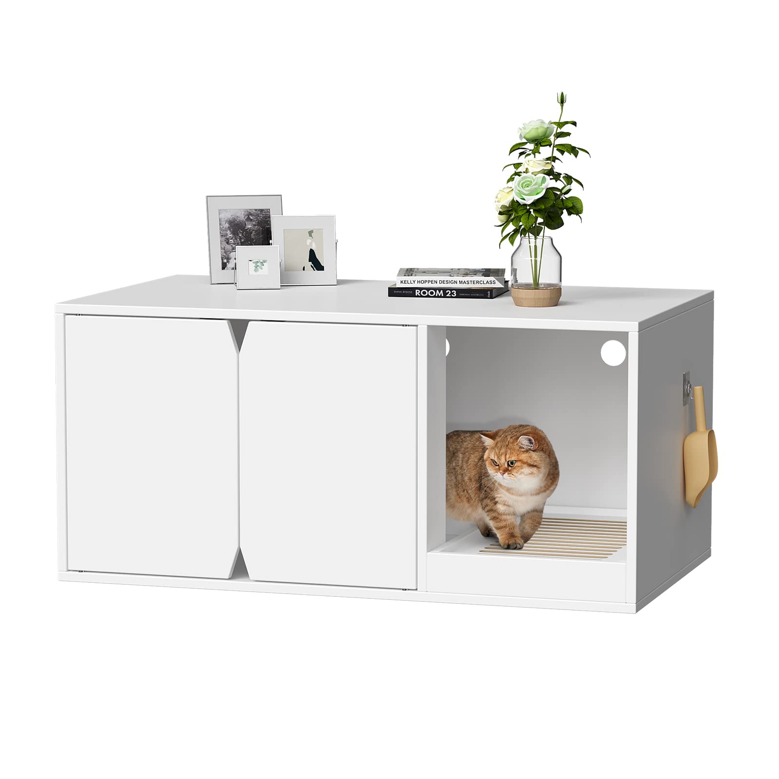 Lovinouse Cat Litter Box Enclosure Furniture, Stackable Washroom Bench ...