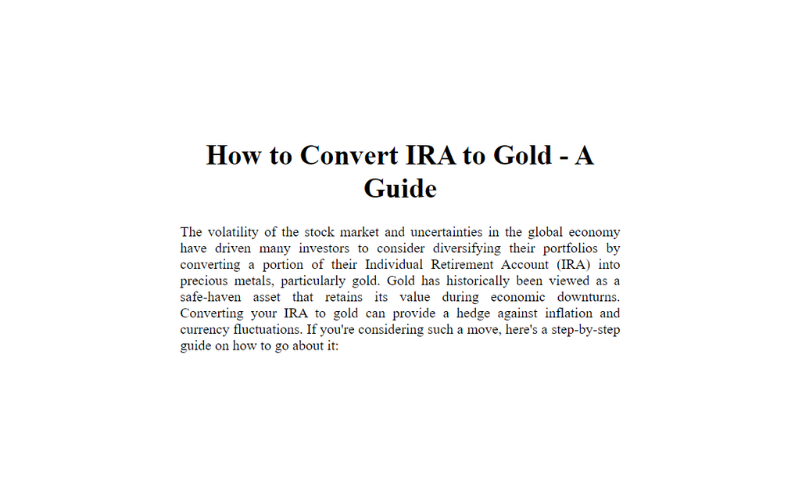 How to Convert IRA to Gold - A Guide - App on Amazon Appstore
